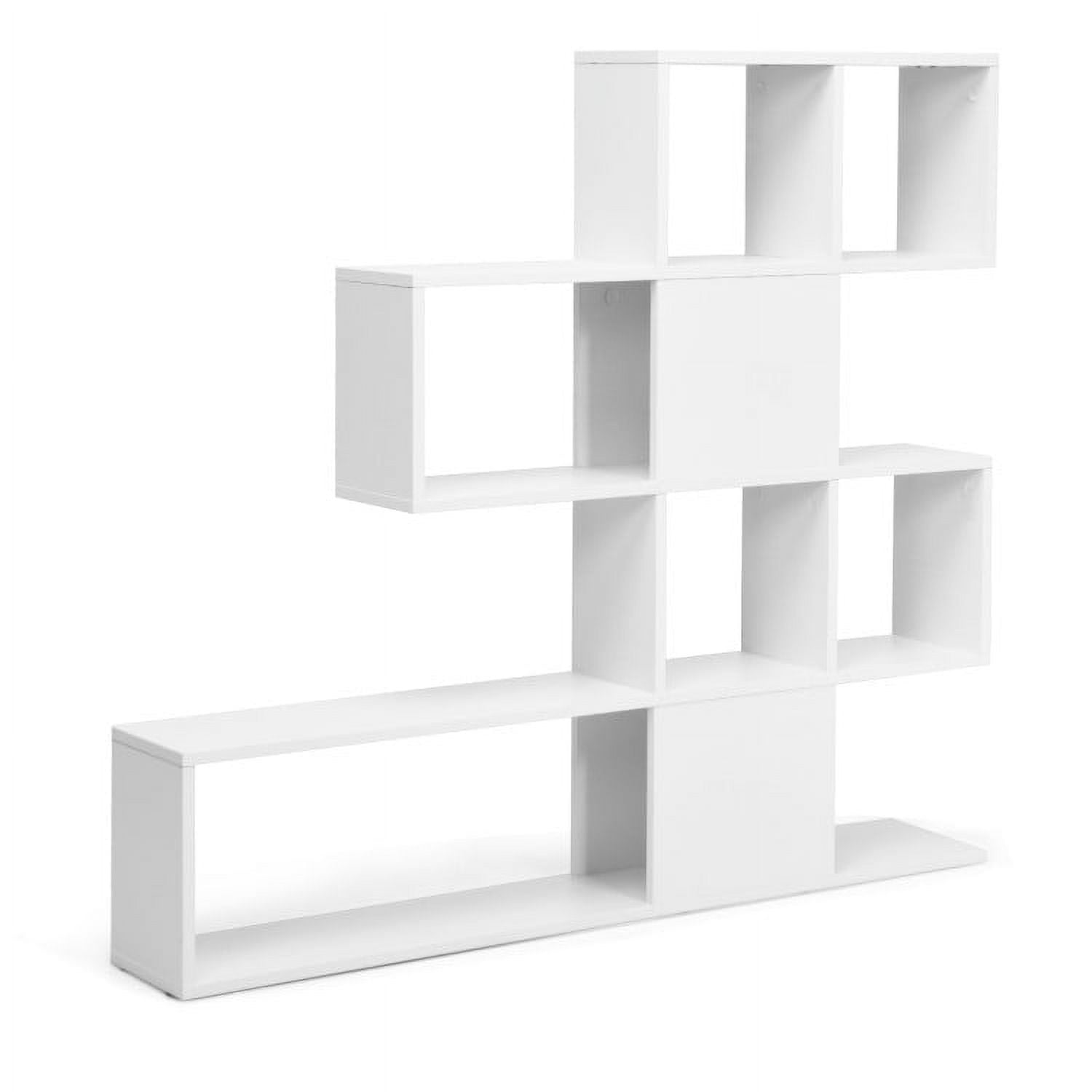 GVN 5-Tier Bookshelf Corner Ladder Bookcase with Storage Rack-White ...