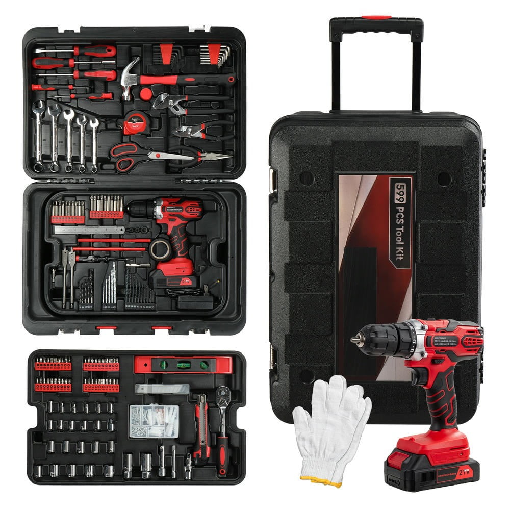 GVN 599 PCS Home Tool Set Kit, Auto Repair Tool Kit with Rolling Tool ...