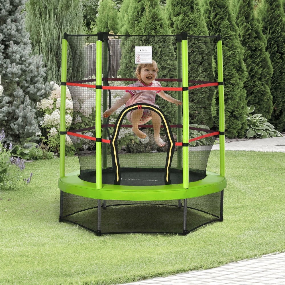 GVN 5FT Trampoline with Enclosure Net, Outdoor Trampoline for Age 3 to ...