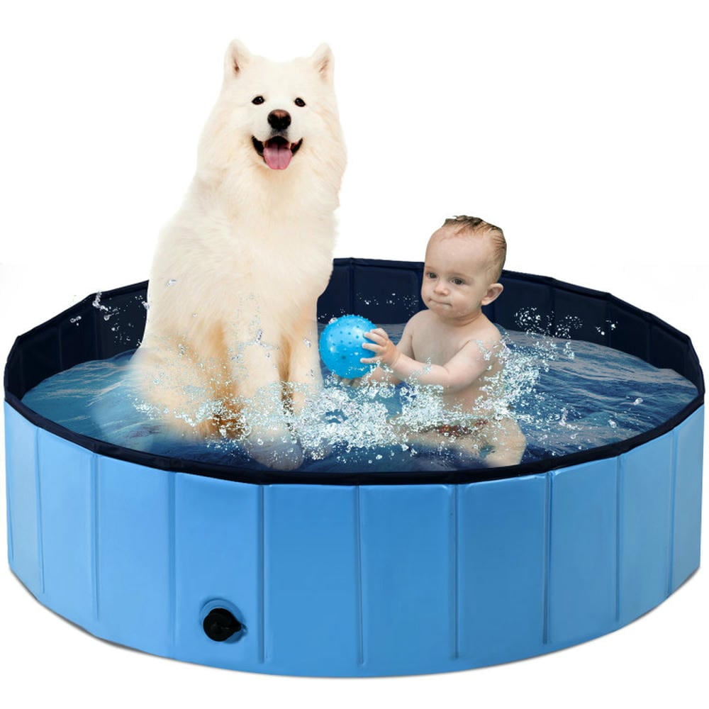 GVN 63 Inch Foldable Leakproof Dog Pet Pool Bathing Tub Kiddie Pool for ...