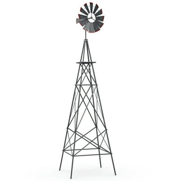Ktaxon 8FT Weather Resistant Yard Garden Windmill Gray & Red - Walmart.com
