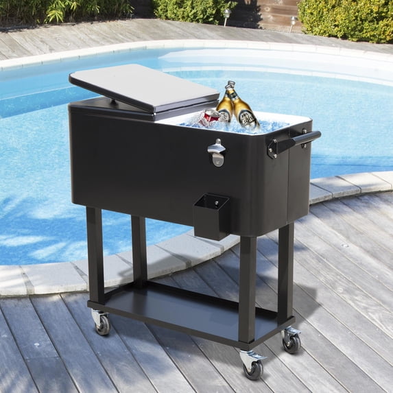 GVN 80 QT Camping Cooler with Rolling Cooling Bins and Stand Up, Cooler ...
