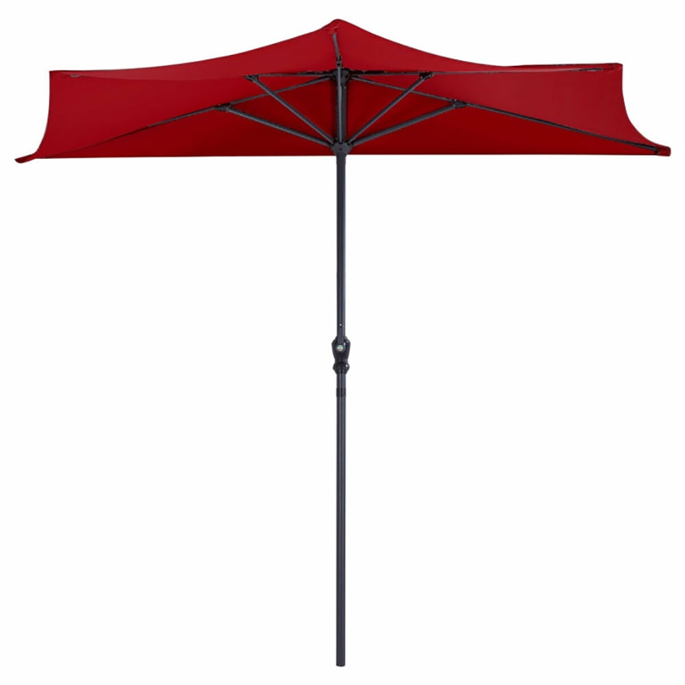 GVN 9Ft Patio Bistro Half Round Umbrella -Dark Red, Patio Offset ...