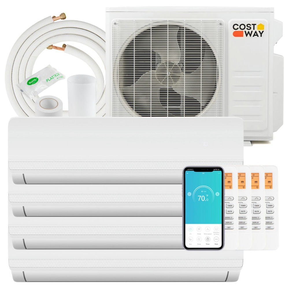 GVN Air Conditioners, Bedroom Air Cooler,36000 BTU 4 Zone 19 SEER2 Mini Split AC with Heat Pump ...