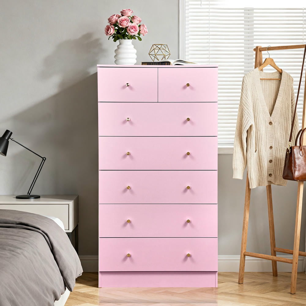 GVN Bedroom Dresser with 7 Drawer and Matte Gold Handles, Chest of ...
