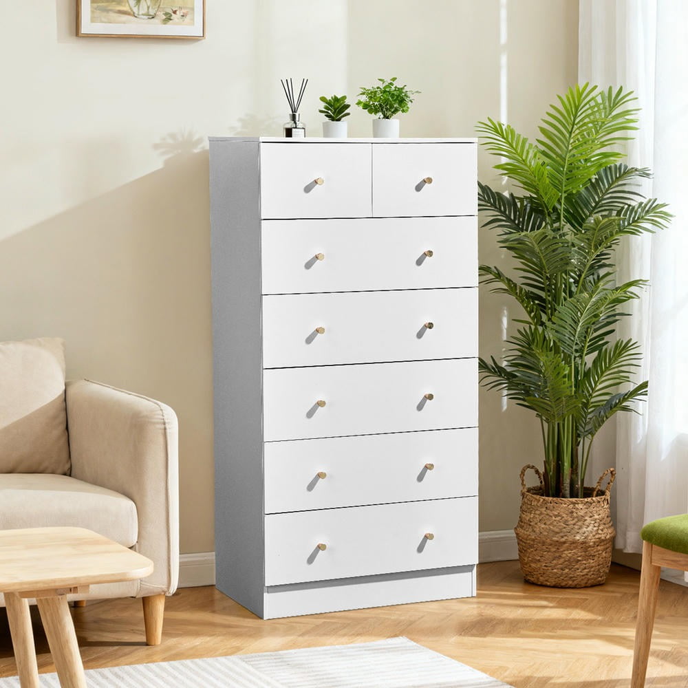 GVN Bedroom Dresser with Textured Melamine Finish and 7 Drawer, Chest ...