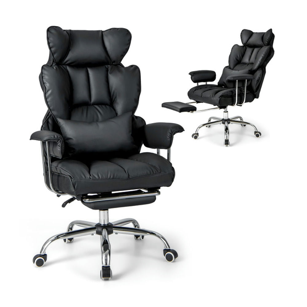 GVN Big and Tall Executive Office Desk Chair with Footrest-Black, Home ...