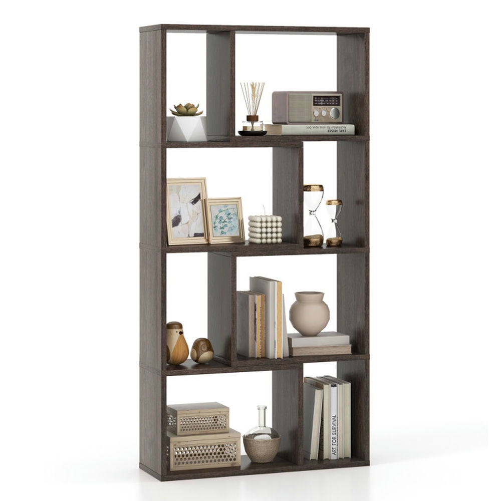 GVN Bookcases,48 Inch 4-Tier Geometric Bookshelf with 8 Cubes for ...