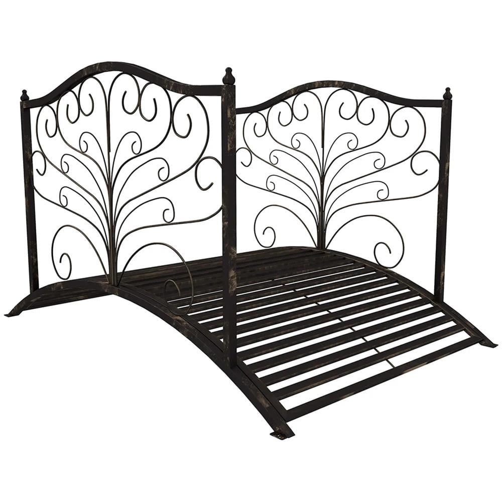 GVN Bridge, Garden Bridge,Metal Arch Backyard Garden Bridge with Safety ...
