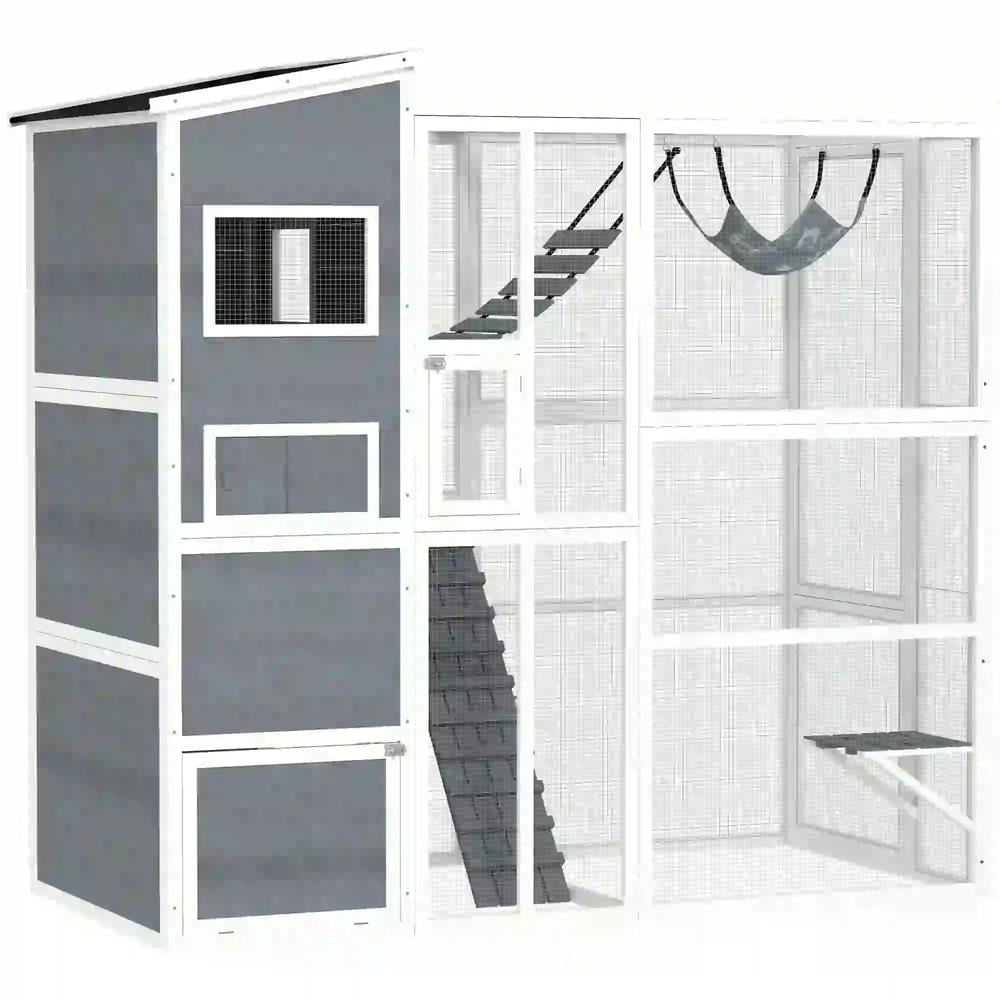 GVN Cat Catio Enclosure, Cat Cage House,Cat Enclosure w/ 4 Tier Resting ...