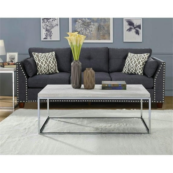 GVN Coffee Table,Side Tables,Rectangular Wooden Coffee Table in Chrome ...
