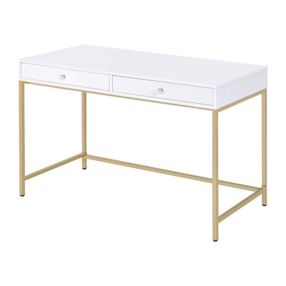 GVN Computer Desk, Home Office Desks,Vanity Desk in White High Gloss ...