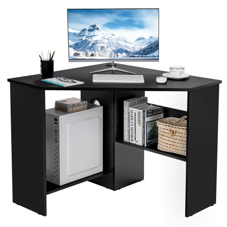 GVN Corner Computer Desk Triangle Writing Workstation with Storage ...