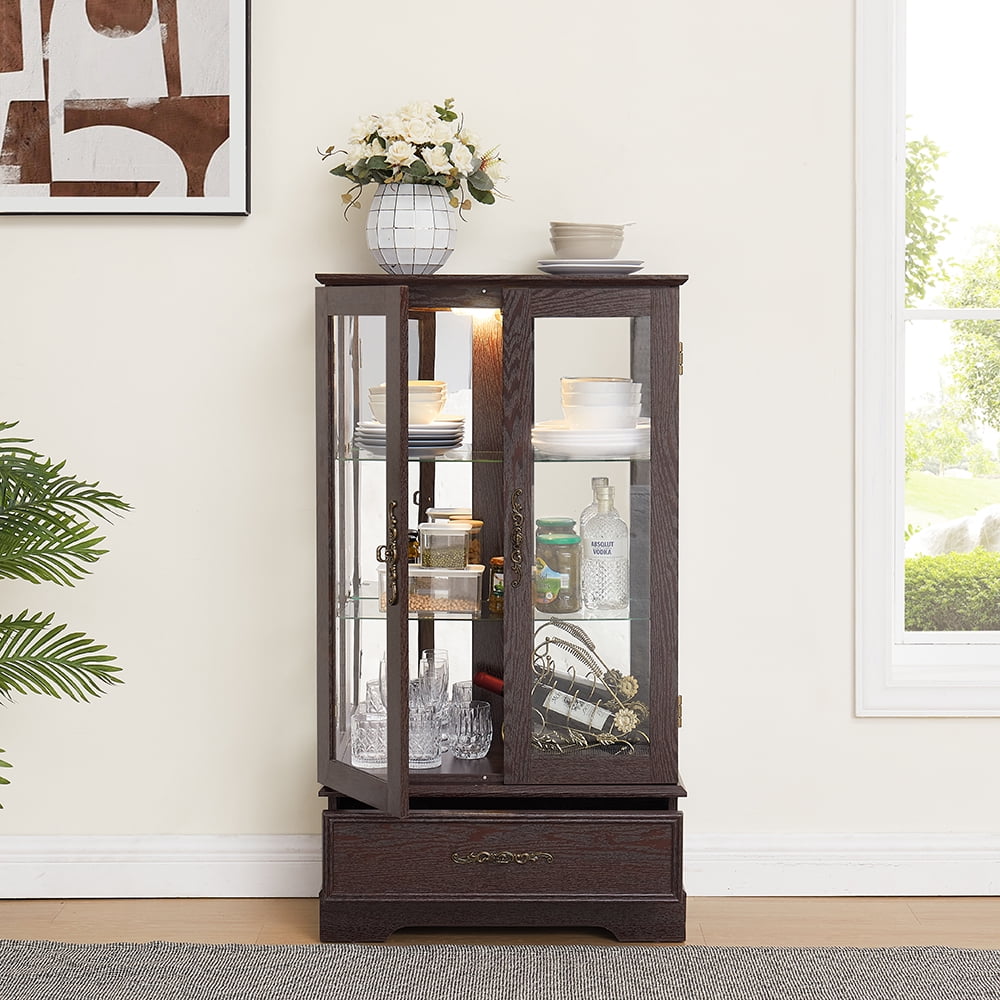 GVN Curio Cabinet Display Bar Cabinet,Display Cage,Glass Cabinet ...