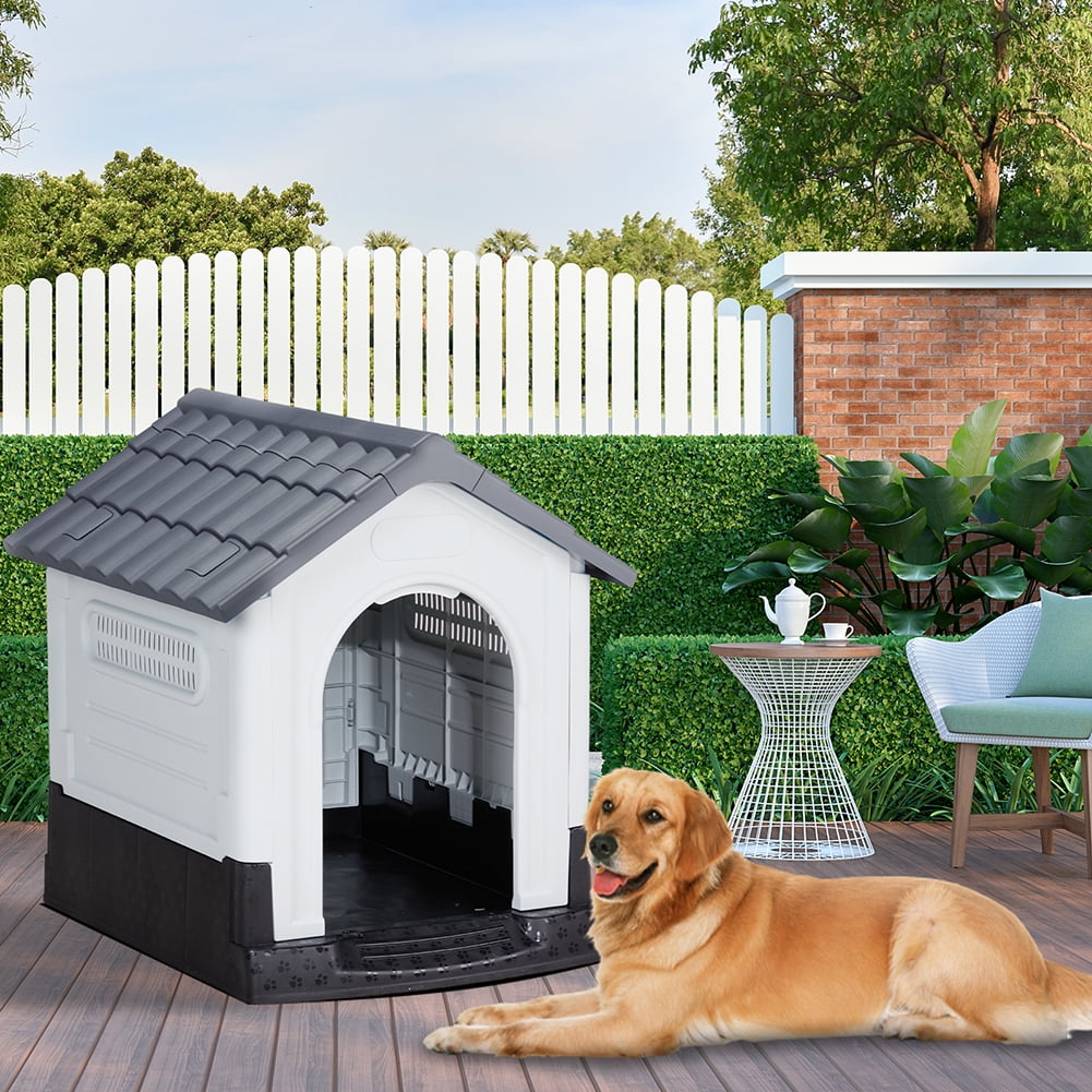 GVN Dog House Shelter Kennel,33 Inch Large Plastic Dog House, Indoor ...