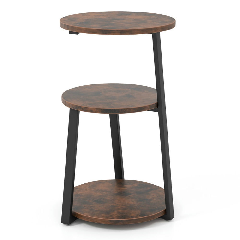 GVN End Tables,Side Tables,3-Tier Accent Round Side Table with Metal ...