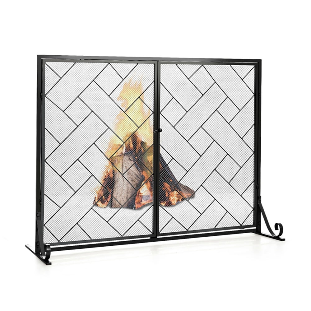 GVN Fireplace Screen, Fireplace Gate Protector Mesh,3-Panel Folding ...