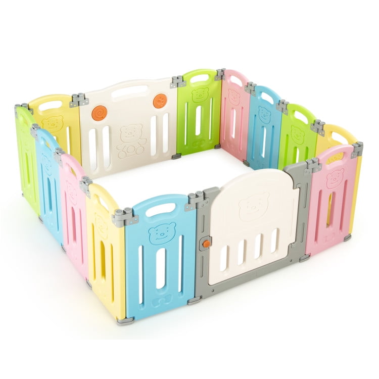 GVN Foldable Baby Playpen 14 Panel Activity Center Safety Play Yard ...