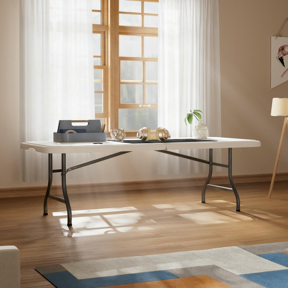 GVN Folding Table, Portable Plastic Picnic Tables, Fold-in-Half Heavy ...