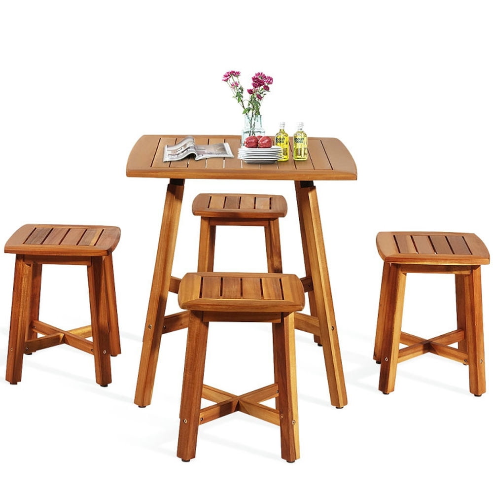 GVN Garden Dining Sets,Patio Table Sets,5 Pieces Wood Patio Dining Set ...