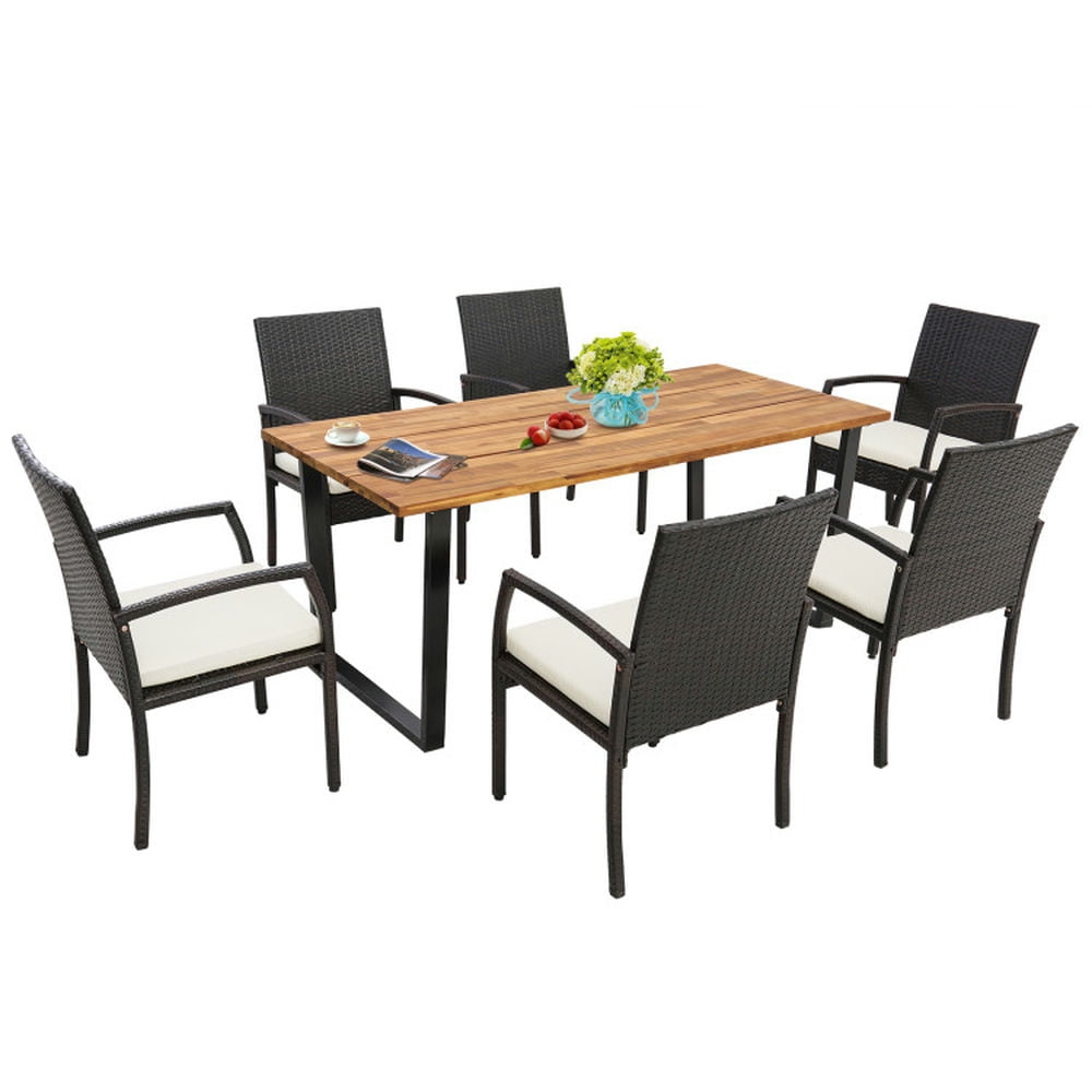 GVN Garden Dining Sets,Patio Table Sets,7 Pieces Patio Rattan Dining ...