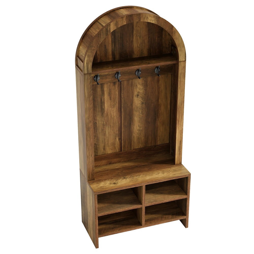 GVN Hall Tree with Arched Design, Bench Seat and Shoe Storage, 70.87 ...