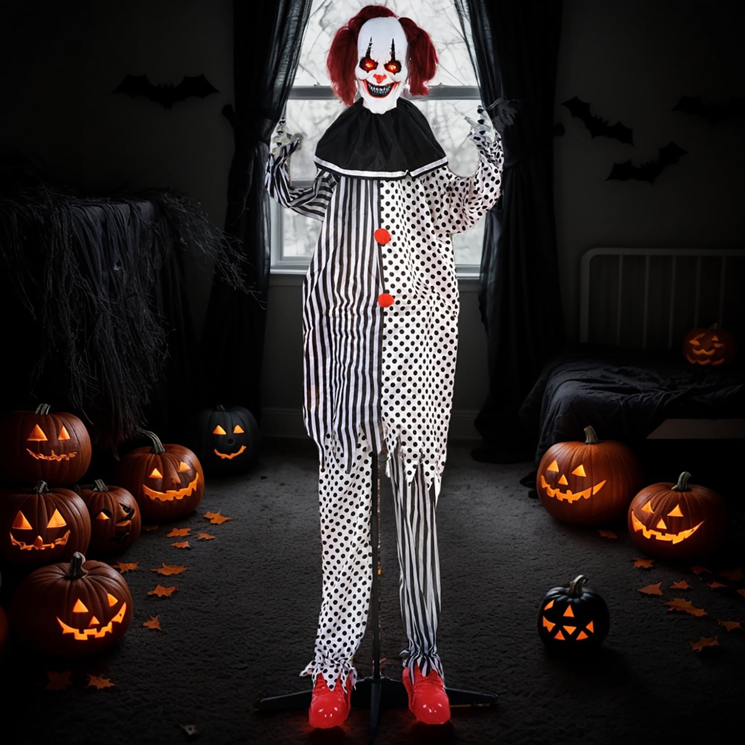 GVN Halloween Decor, Decorations,6' Clown Animatronic, Red Haired Life ...