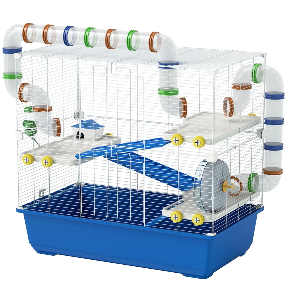 GVN Hamster Cage, Small Hamster Habitat,4 Tier Hamster Cage with Tunnel ...