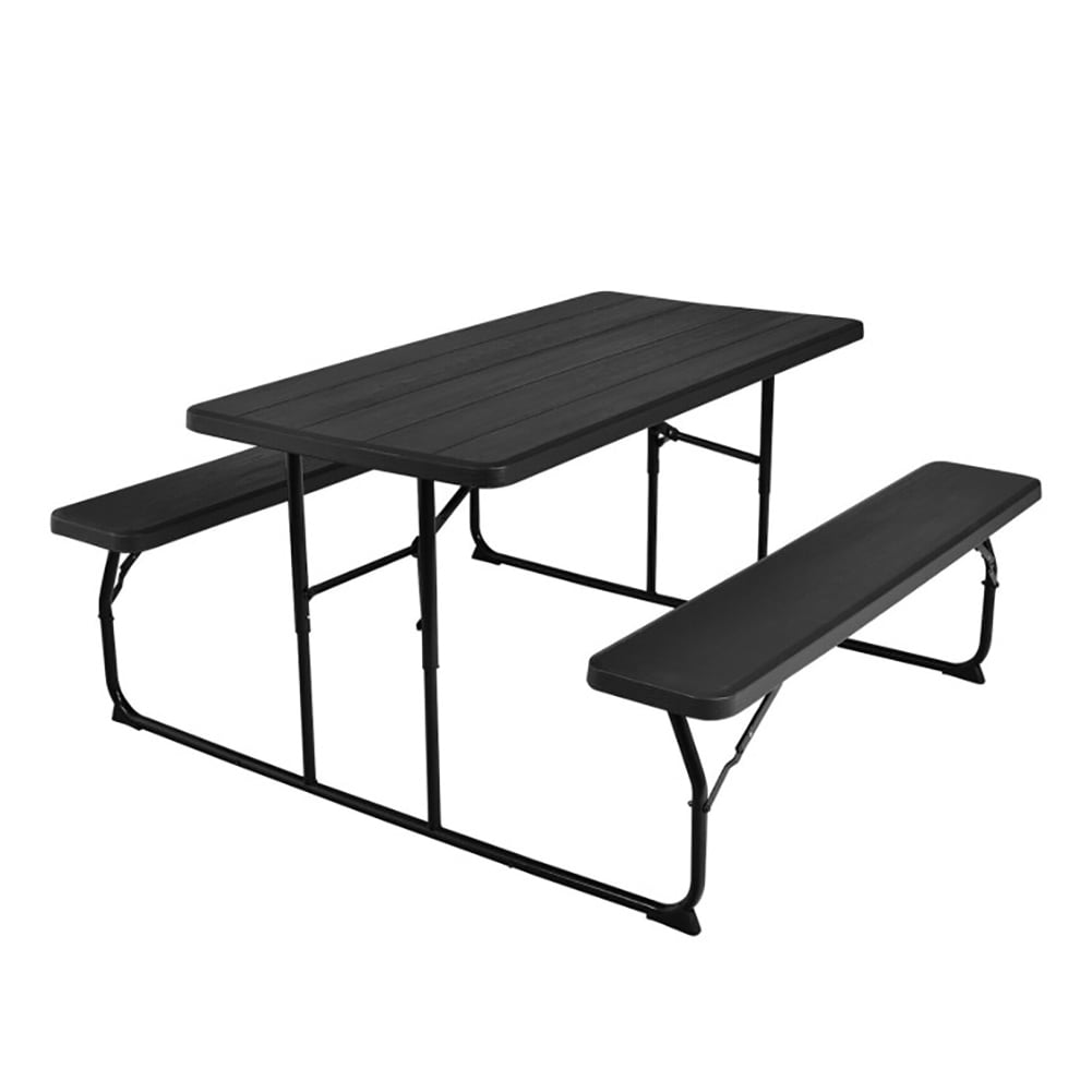 GVN Indoor and Outdoor Folding Picnic Table Bench Set with Wood-like ...