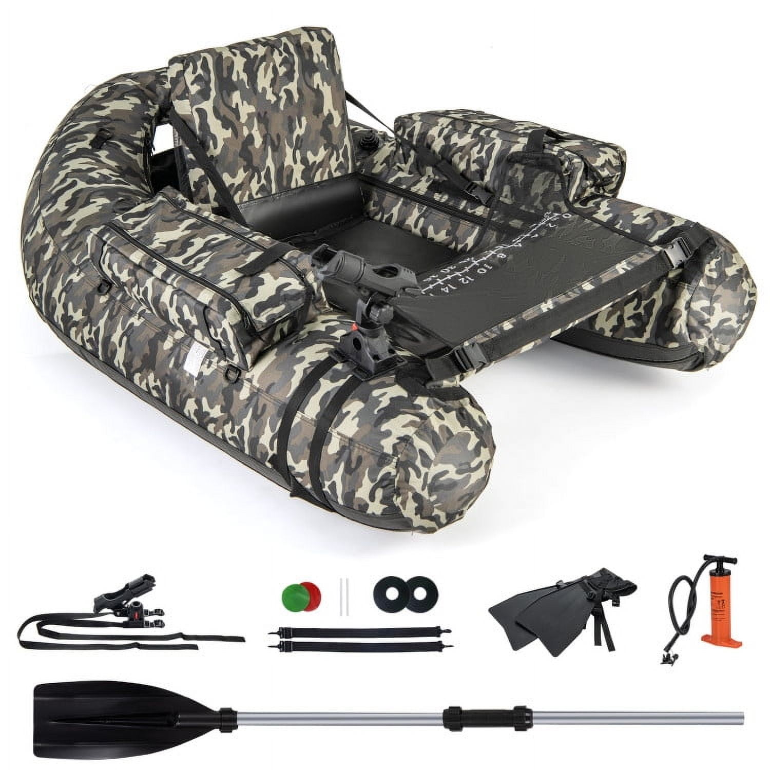 GVN Inflatable Float Tube with Fish Ruler Rod Holder and Storage ...