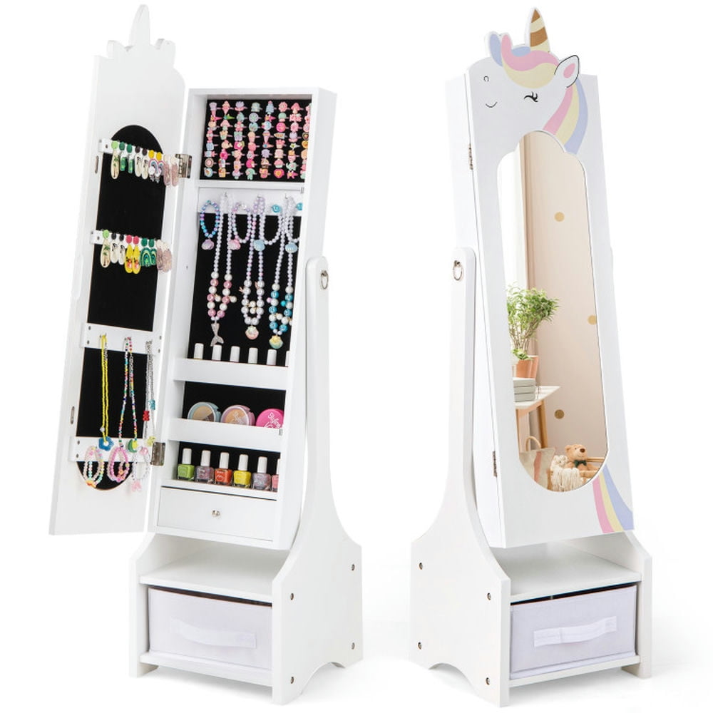 GVN Jewelry Organizer, Kids Vanity Dress Up Mirror Jewelry Cabinet,Kids ...