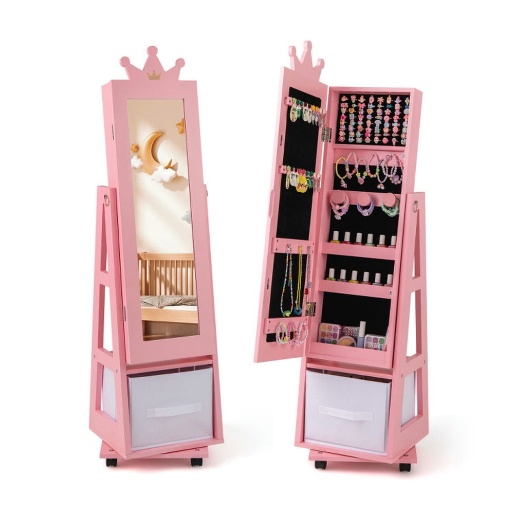 GVN Jewelry Organizer, Kids Vanity Dress Up Mirror Jewelry Cabinet,Kids ...