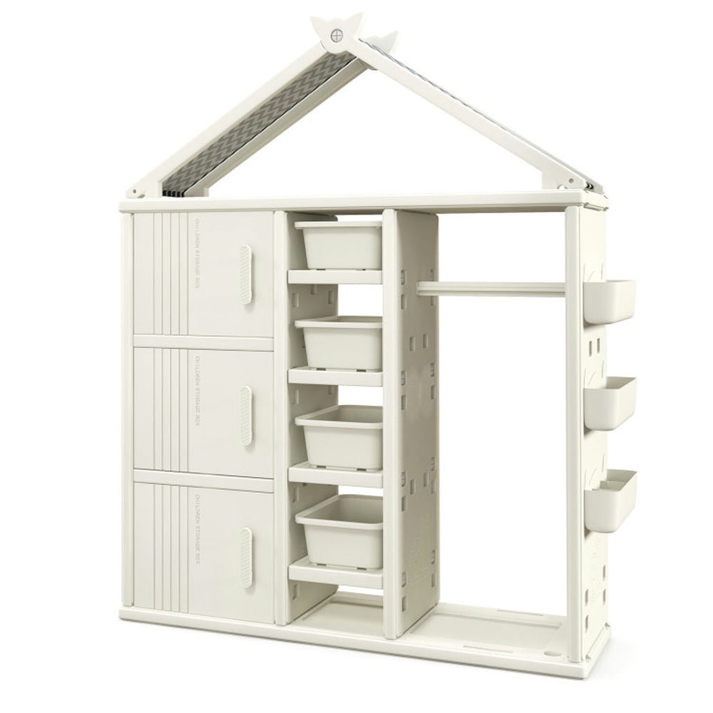 GVN Kids Costume Storage Closet with Storage Bins and Shelves and Side ...