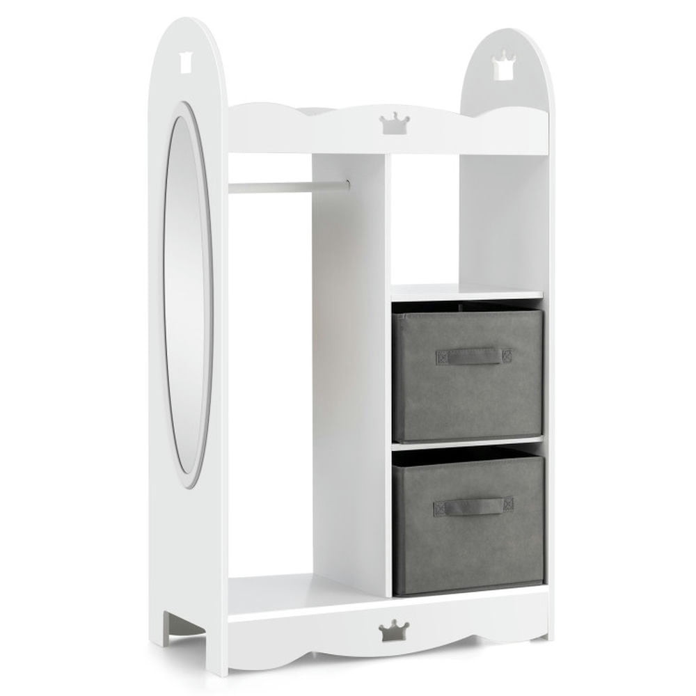 GVN Kids Dress up Storage Costume Closet with Mirror and Toy Bins-White ...