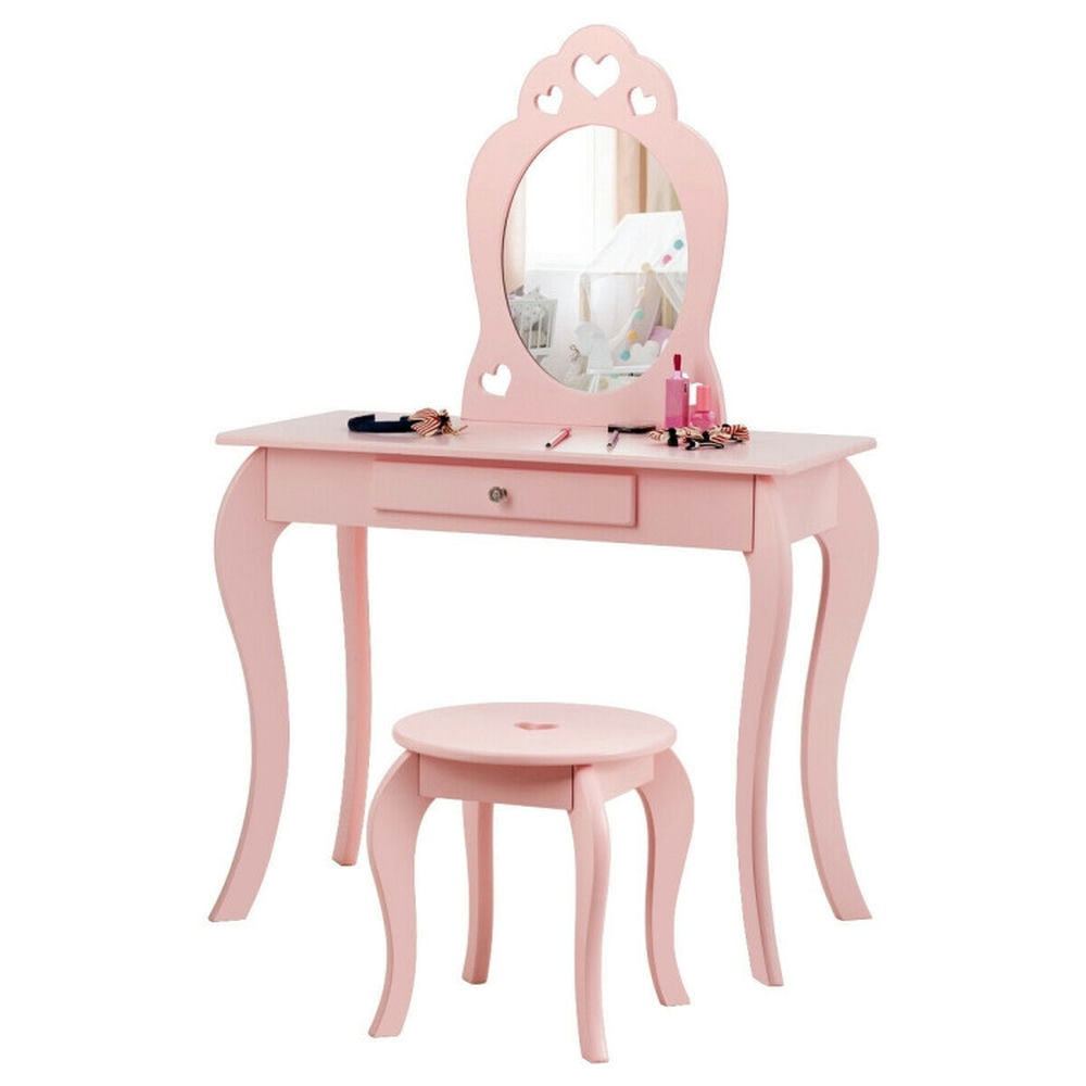 GVN Kids Princess Makeup Dressing Play Table Set with Mirror -Pink ...