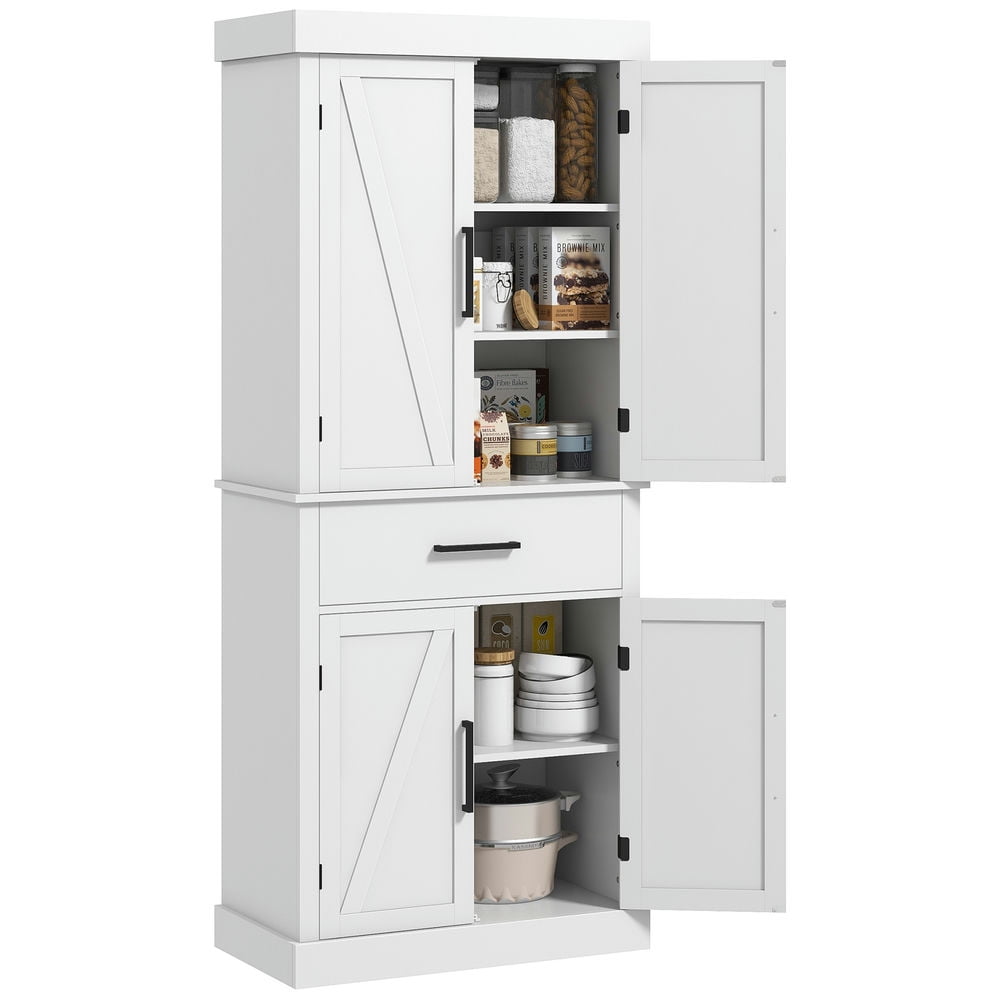 GVN Kitchen Pantry,72" Kitchen Tall Cabinet, Freestanding Pantry ...