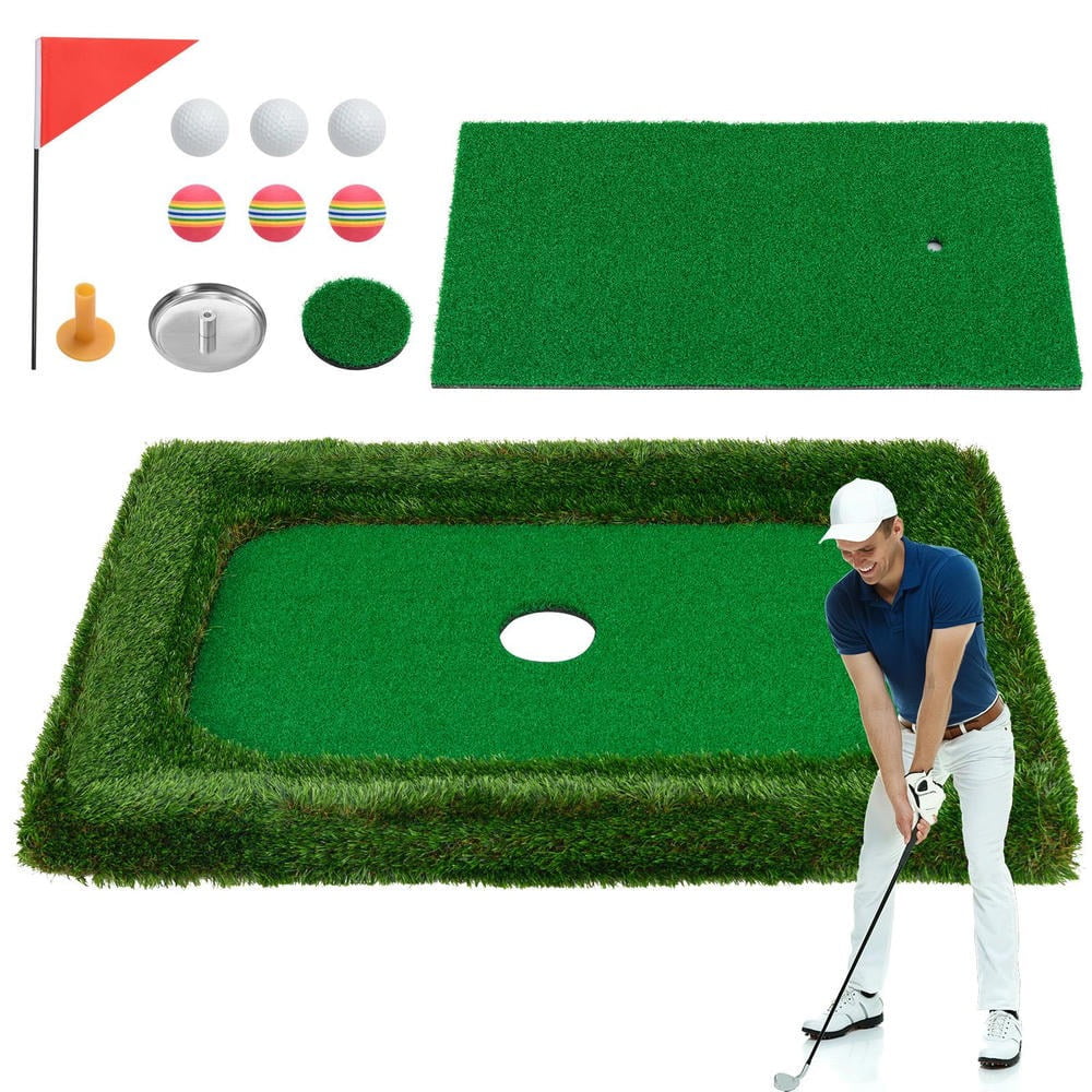 GVN Large 37.5 x 25.5 Inch Pool Floating Golf Green Practice Mat ...
