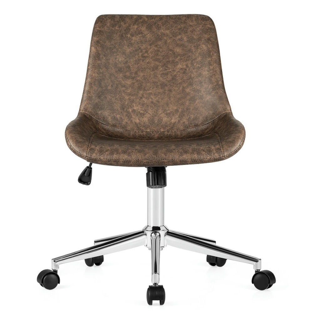 GVN Leather Armless Adjustable Mid-Back Office Chair, Home Office ...