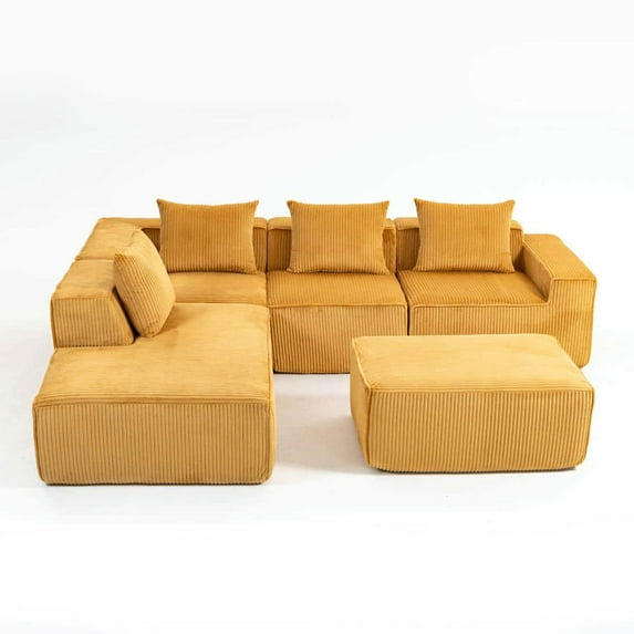 GVN Living Room Sofa, Floor Couch, U-Shaped Multi Person Modular ...