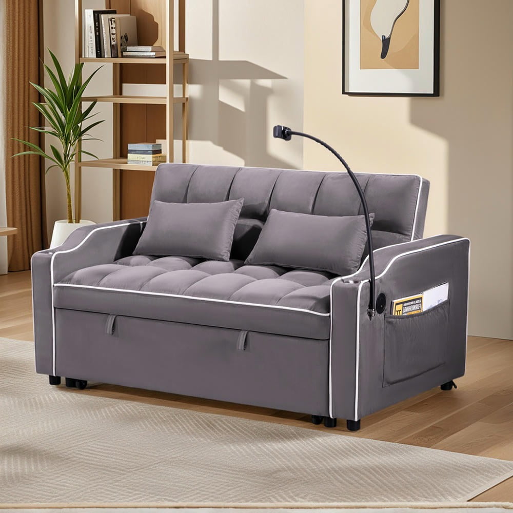 GVN Loveseat Sleeper Sofa, Futon Couch Bed, Foldable Sofa Bed with USB ...