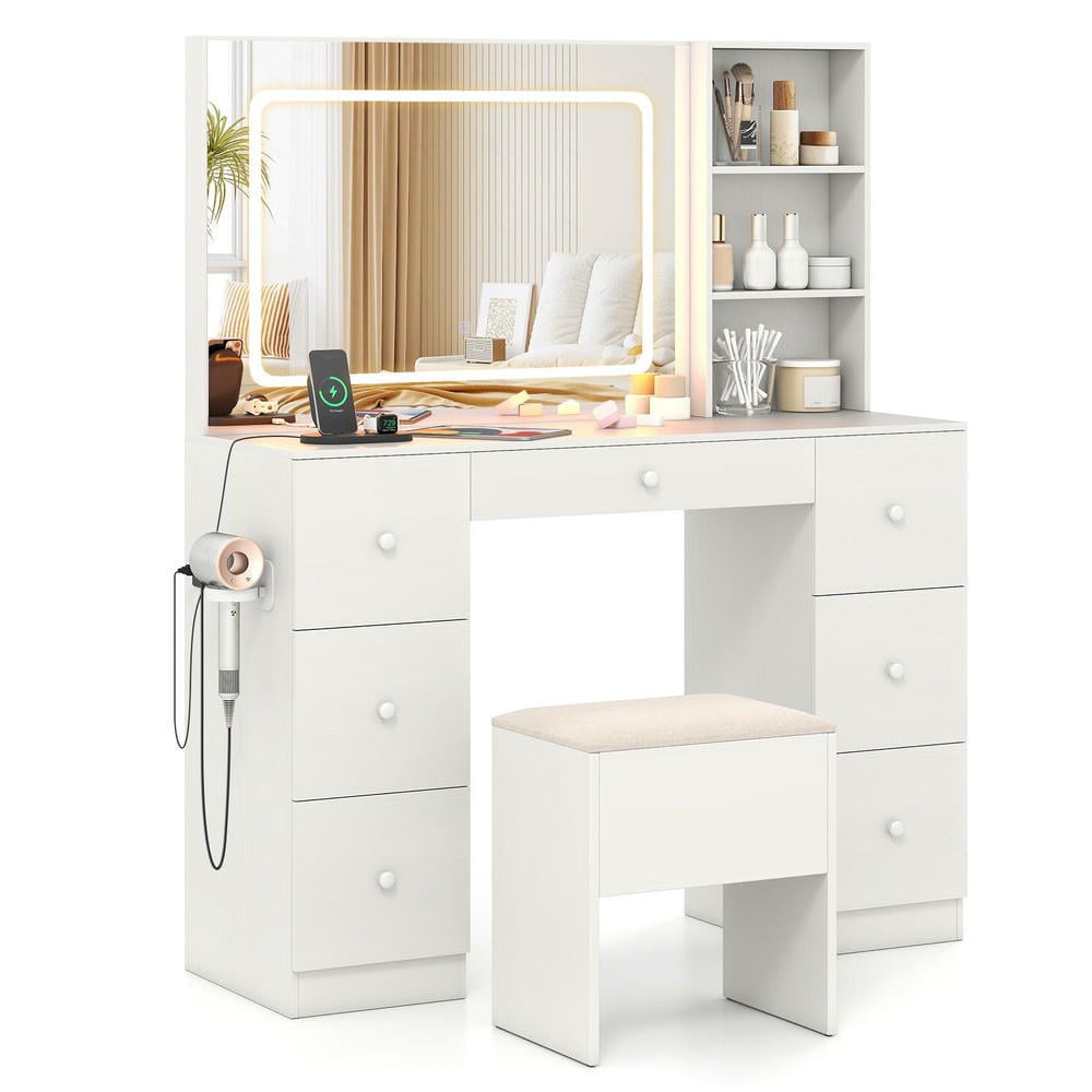 GVN Makeup Vanity Desk with Mirror and Lights, Make Up Table Vanitys ...
