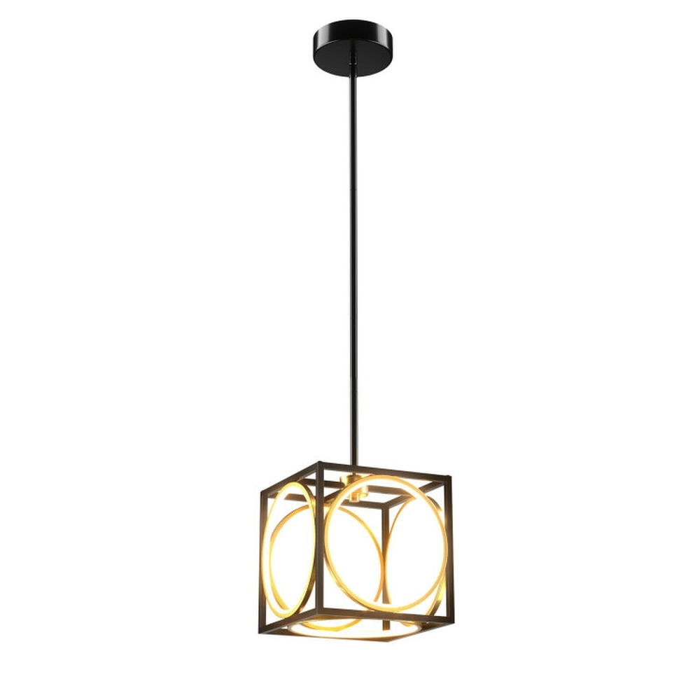 GVN Modern LED Pendant Light with 42 Inches Adjustable Suspender-Black ...