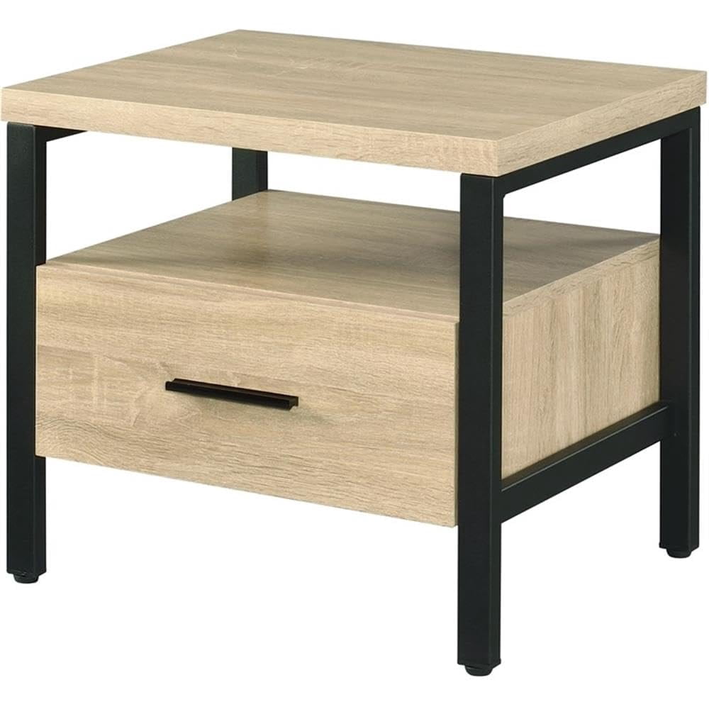 GVN Nightstand, Bedside Table,Wooden Accent Table with Storage in Oak ...
