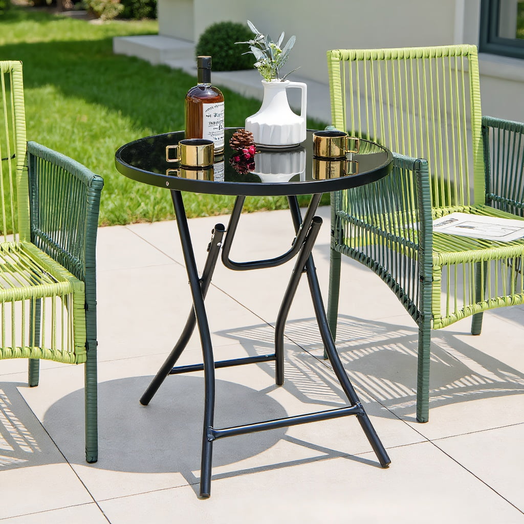 GVN Outdoor Eating Tables,Patio Table,23 Inch Round Bistro Table with ...