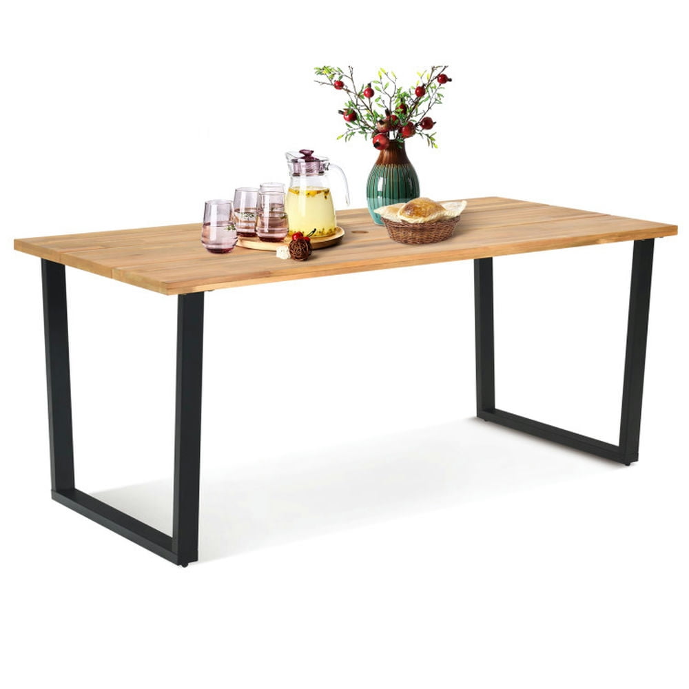 GVN Outdoor Eating Tables,Patio Table,6-Person Acacia Wood Outdoor ...