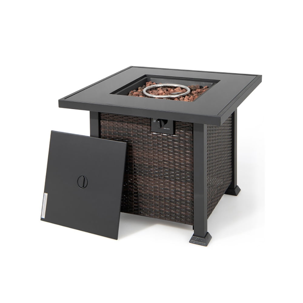 GVN Outdoor Fire Pit Tables, 32 Inch Square Propane Fire Pit Table with ...