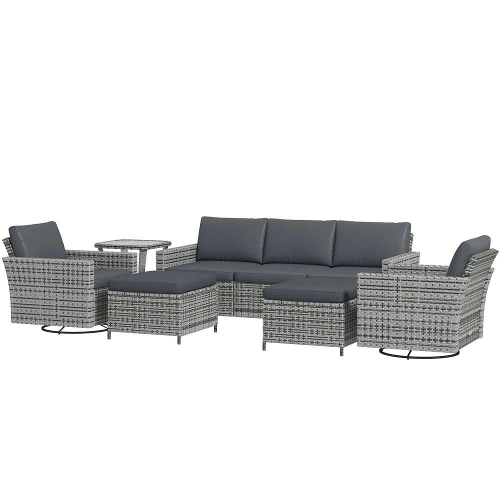 GVN Outdoor Seating Sets,Garden Conversation Sets,6-Piece Rattan Patio ...