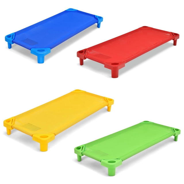 GVN Pack of 4 Colorful Kids Stackable Naptime Cot, Baby Bed for ...