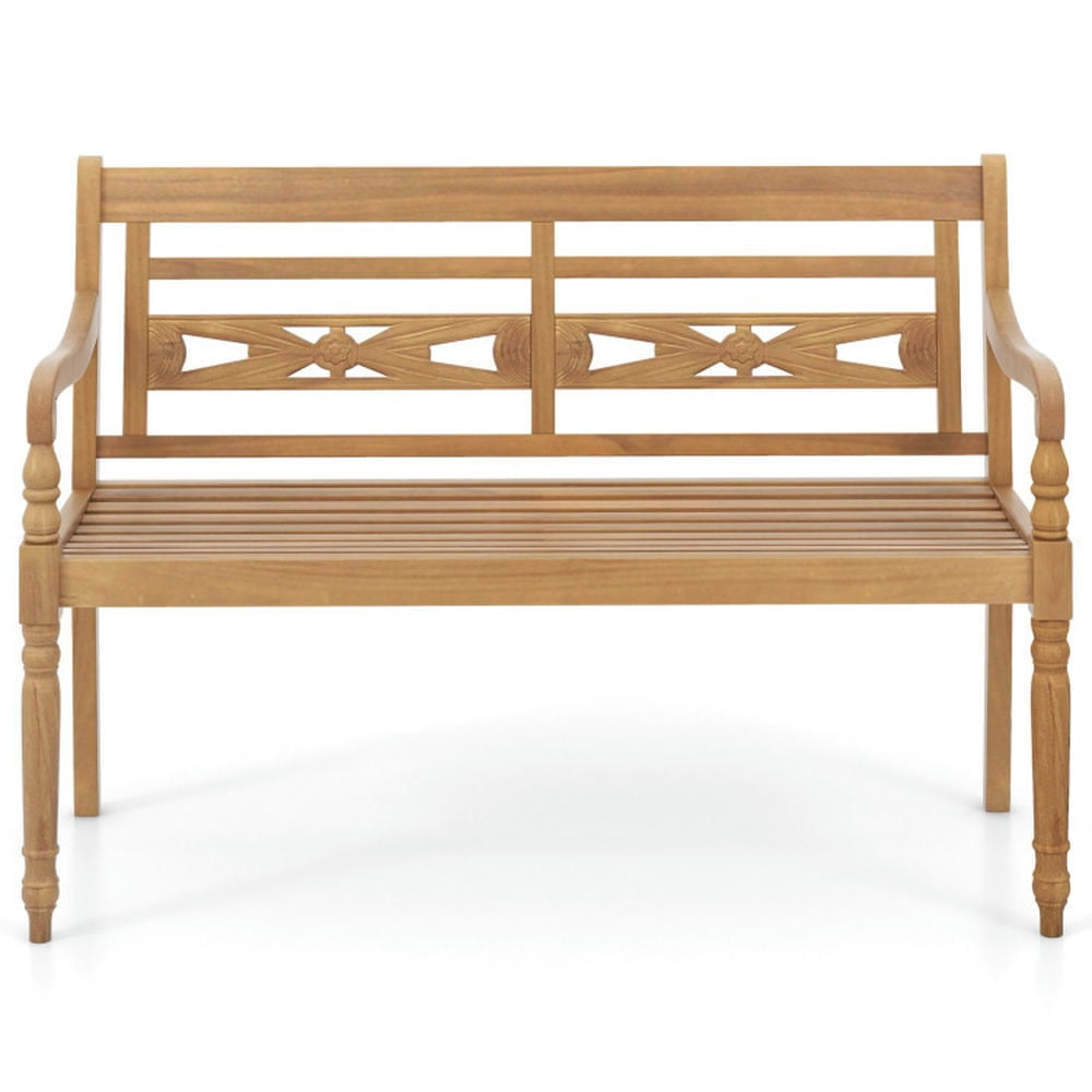 GVN Patio Bench Weatherproof Outdoor Bench,2-Person Teak Wood Patio ...