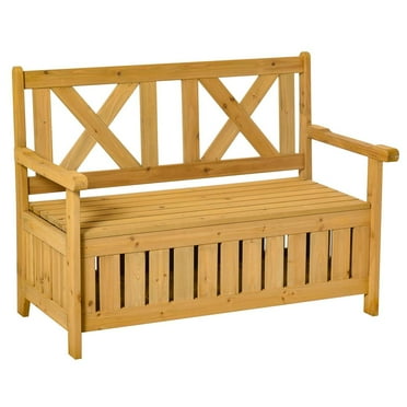 GDF Studio Barlum Indoor/Outdoor Rustic Acacia Wood Storage Bench, Teak ...